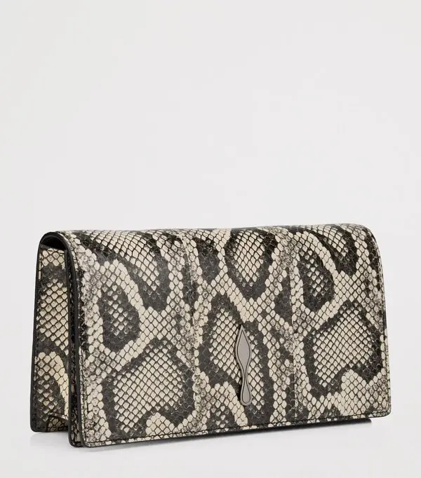 CHRISTIAN LOUBOUTIN Bettina Snakeskin Clutch Bag - Grey