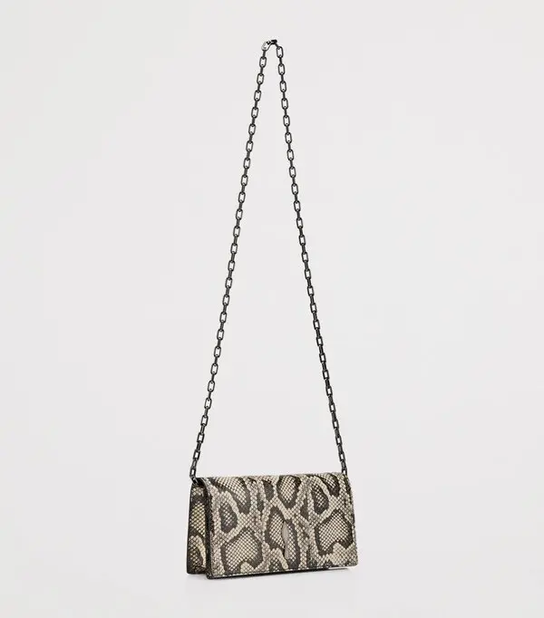 CHRISTIAN LOUBOUTIN Bettina Snakeskin Clutch Bag - Grey