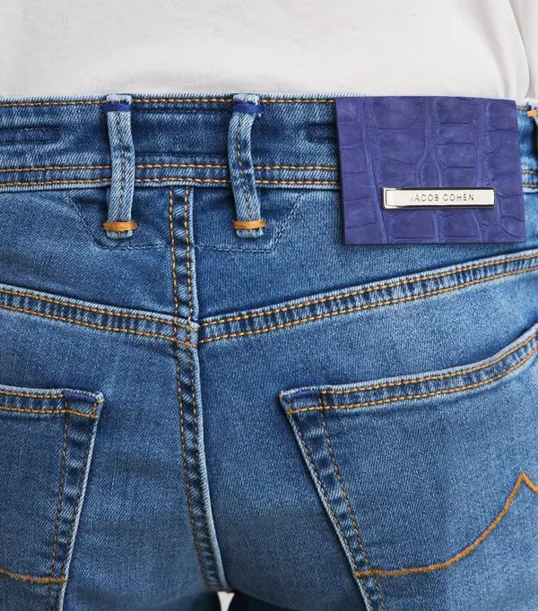 Jacob Cohen Crocodile Leather Patch Straight Jeans