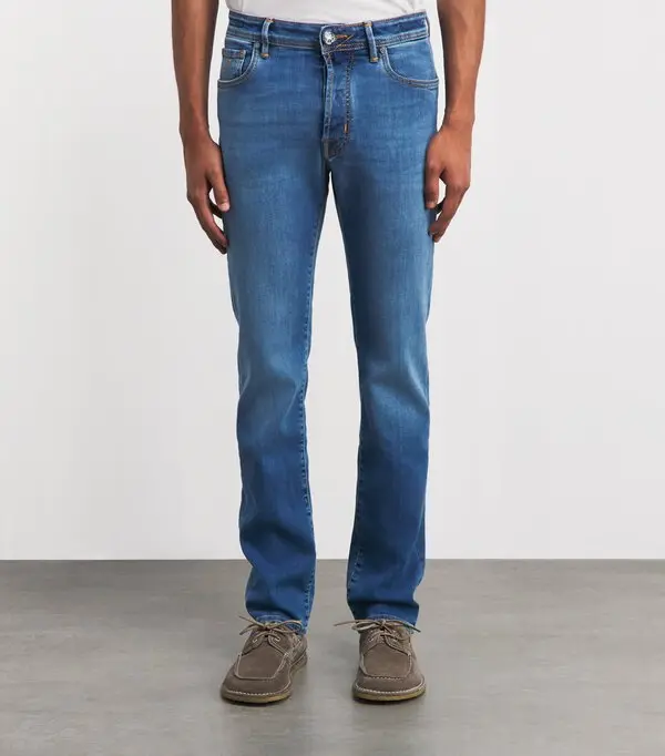Jacob Cohen Crocodile Leather Patch Straight Jeans