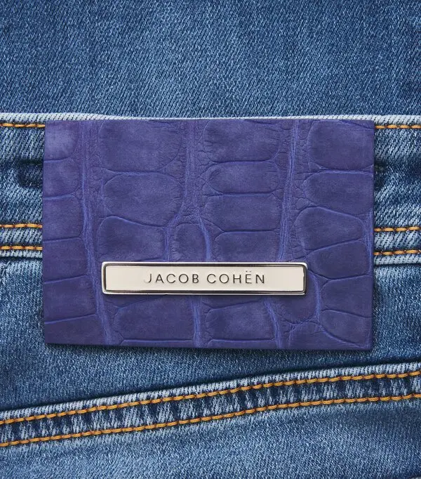 Jacob Cohen Crocodile Leather Patch Straight Jeans