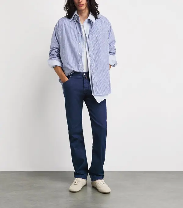 Jacob Cohen Straight Leg Jeans With Crocodile Leather Patch