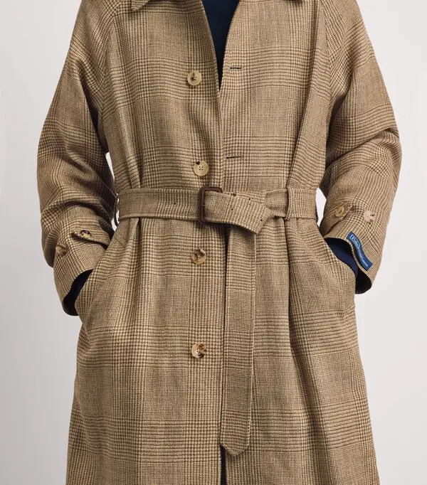 Polo Ralph Lauren Silk-linen-wool Glen Plaid Balmacaan Overcoat