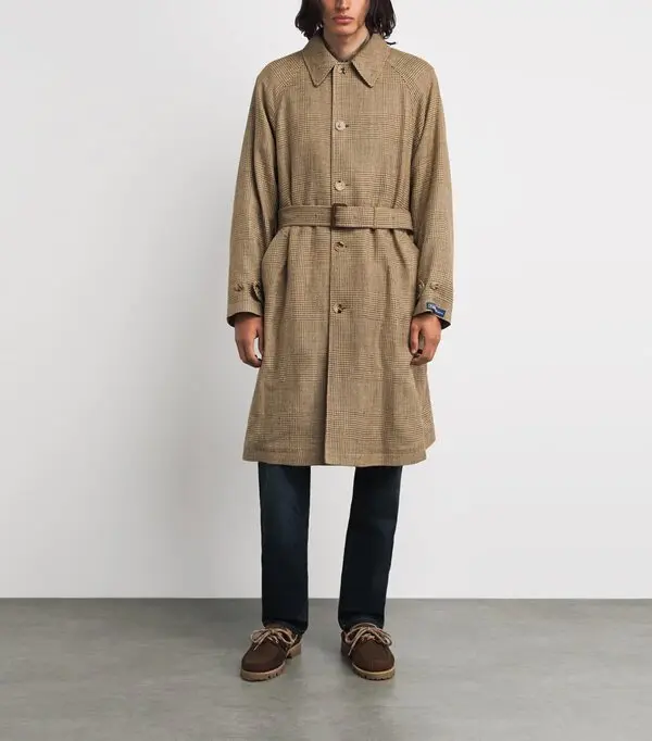 Polo Ralph Lauren Silk-linen-wool Glen Plaid Balmacaan Overcoat