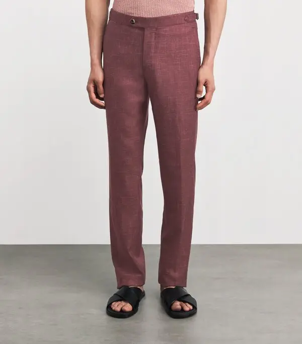 Isaia Wool-cashmere-silk-linen Sanita Trousers