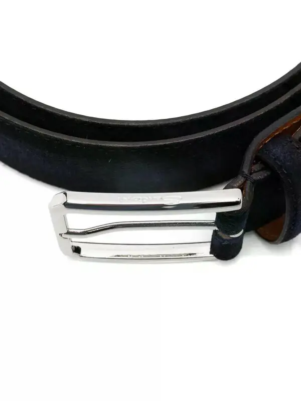 Santoni Suede Belt With Rectangle Buckle