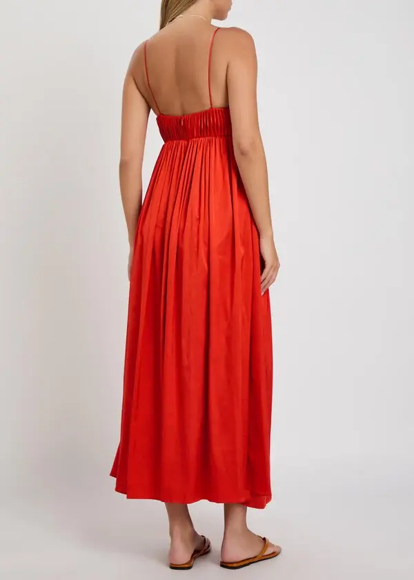 Tove Katrine Stretch-satin Midi Dress - Red