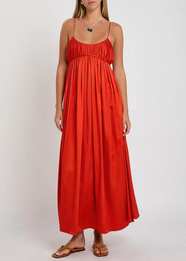 Tove Katrine Stretch-satin Midi Dress - Red