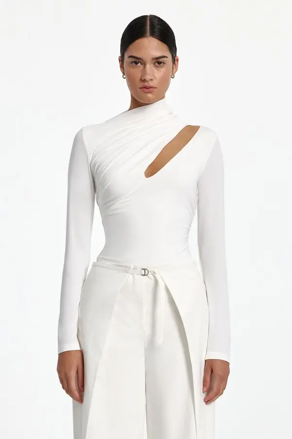 Significant Other Orlyn Sculpted Asymmetrical Long Sleeve Top - Ivory