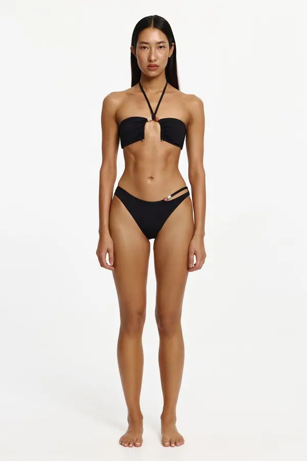 Significant Other Elmear Strapless Top With Keyhole Neckline And Gemstone Accents - Black