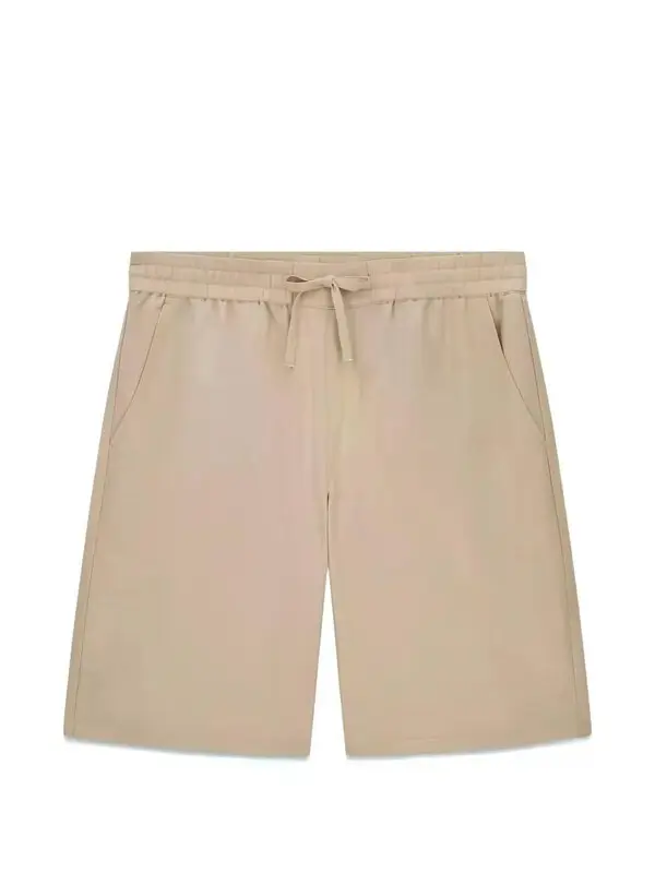 Guess Drawstring-waist Logo-patch Shorts - Neutrals