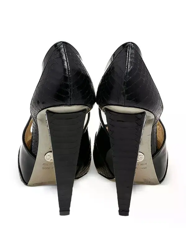 Dolce & Gabbana Python-embossed Leather Heeled Pumps - Black