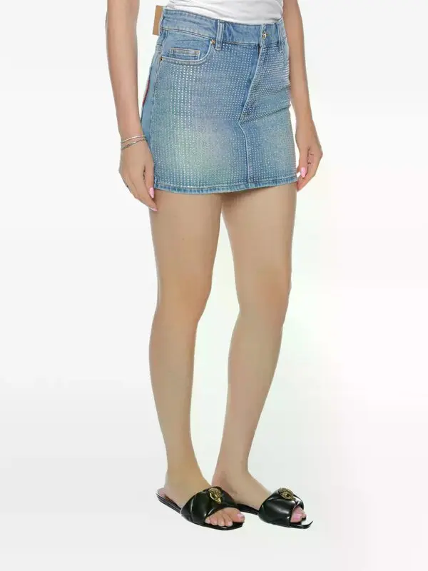 Just Cavalli Rhinestone Embellished Denim Mini Skirt