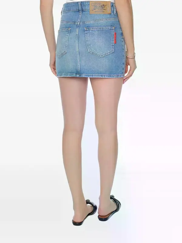 Just Cavalli Rhinestone Embellished Denim Mini Skirt