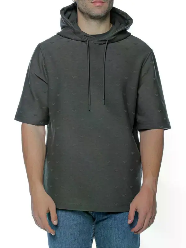 Emporio Armani Allover Eagle-motif Hoodie - Grey