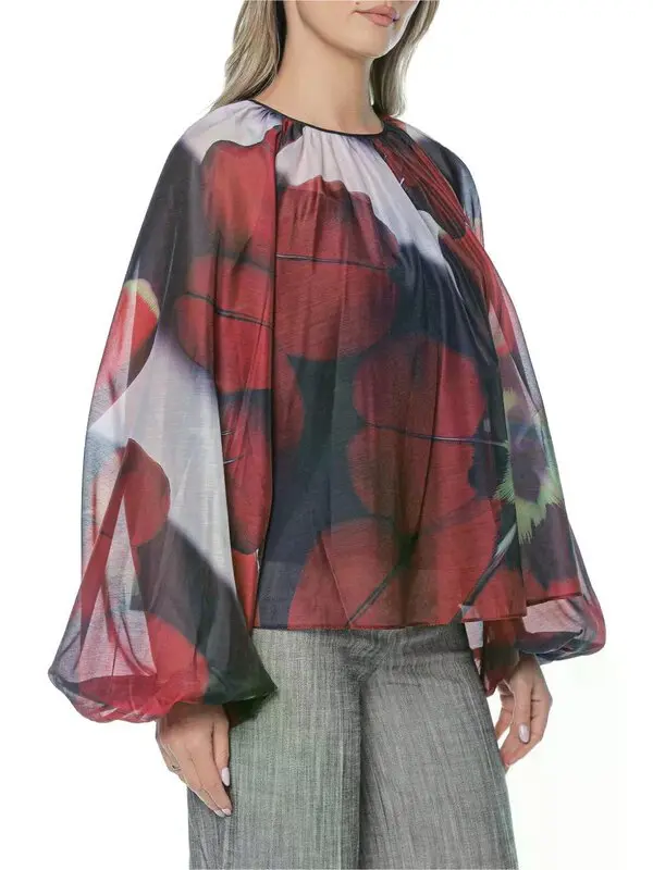 Ted Baker London Elaia Floral-print Puff-sleeve Blouse