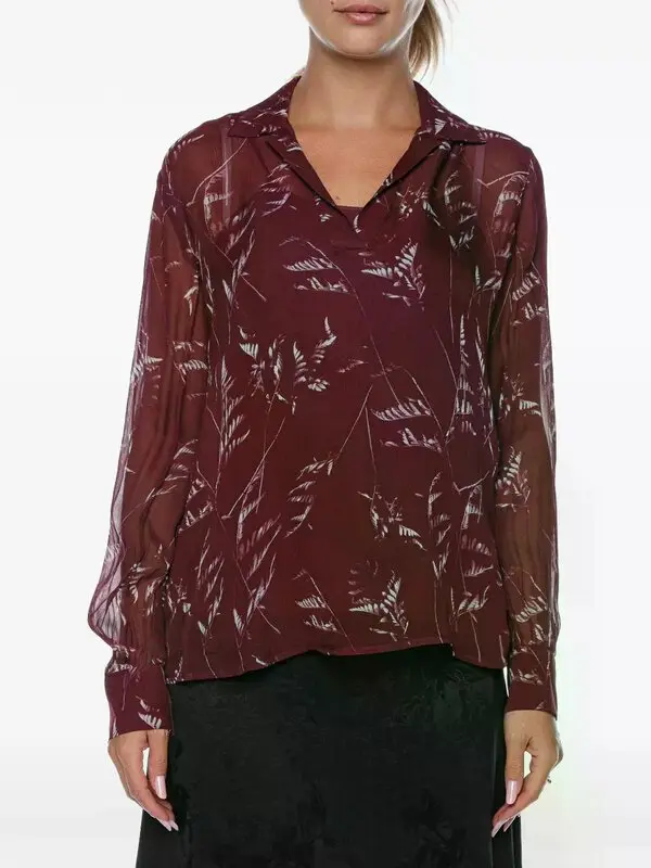 Armani Exchange Blossom Print Long Sleeve Blouse - Red
