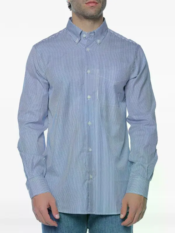 Emporio Armani Vertical-stripe Button-down Shirt - Blue