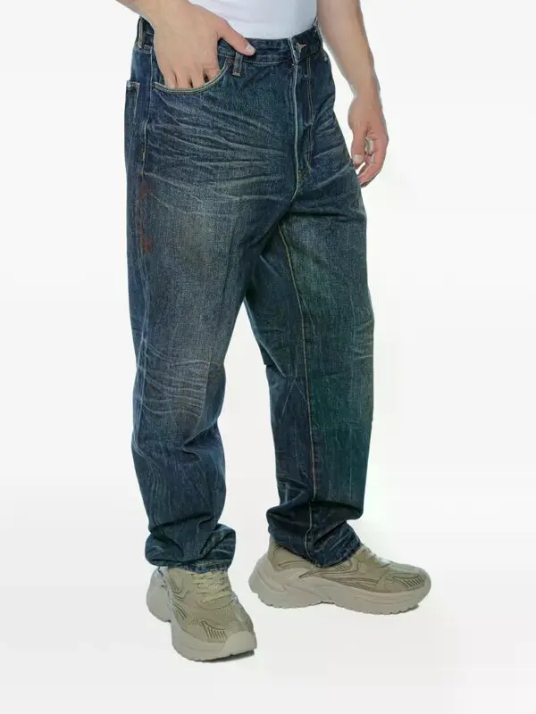 Emporio Armani J22 Whiskered Faded Jeans - Blue