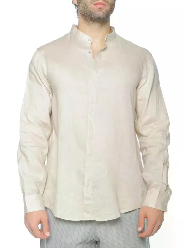 Armani Exchange Mandarin-collar Long-sleeved Shirt