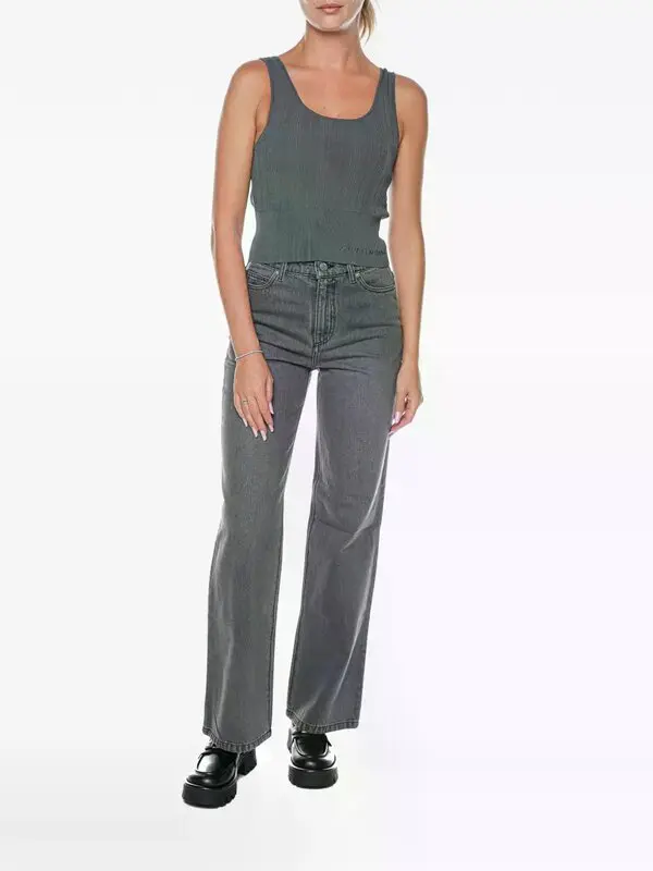 Armani Exchange Ribbed Knit Logo Embroidered Top