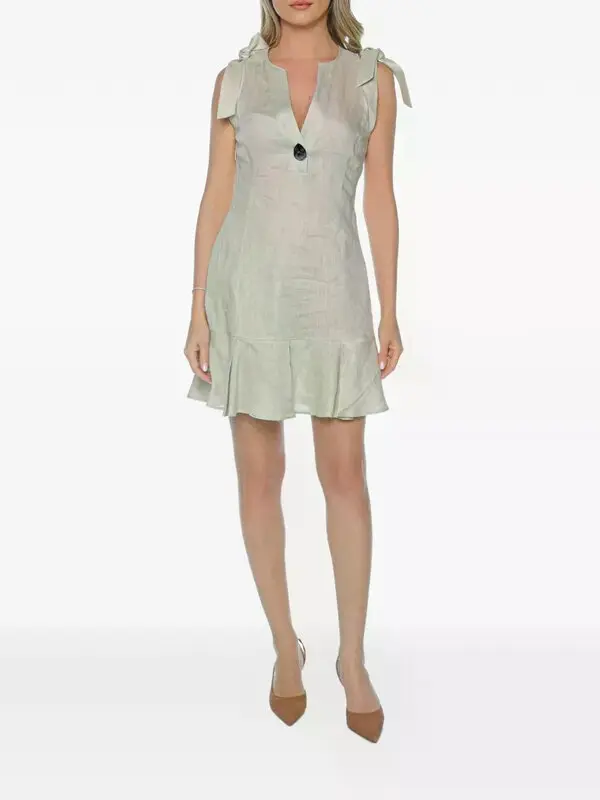 Armani Exchange Linen V-neck Ruffled Dress