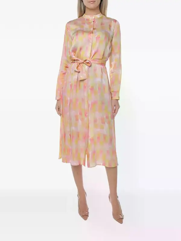 Armani Exchange Abstract Print Belted Midi Dress - Pink