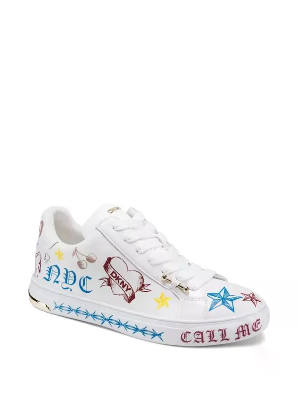 Dkny Abeni Tattoo Lace-up Sneakers - White