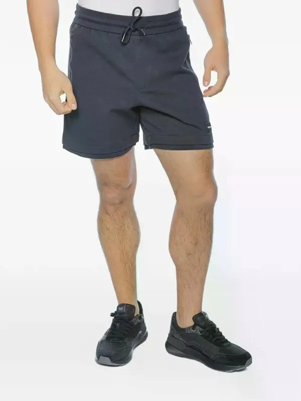 Armani Exchange Drawstring-waist Logo-patch Shorts - Blue