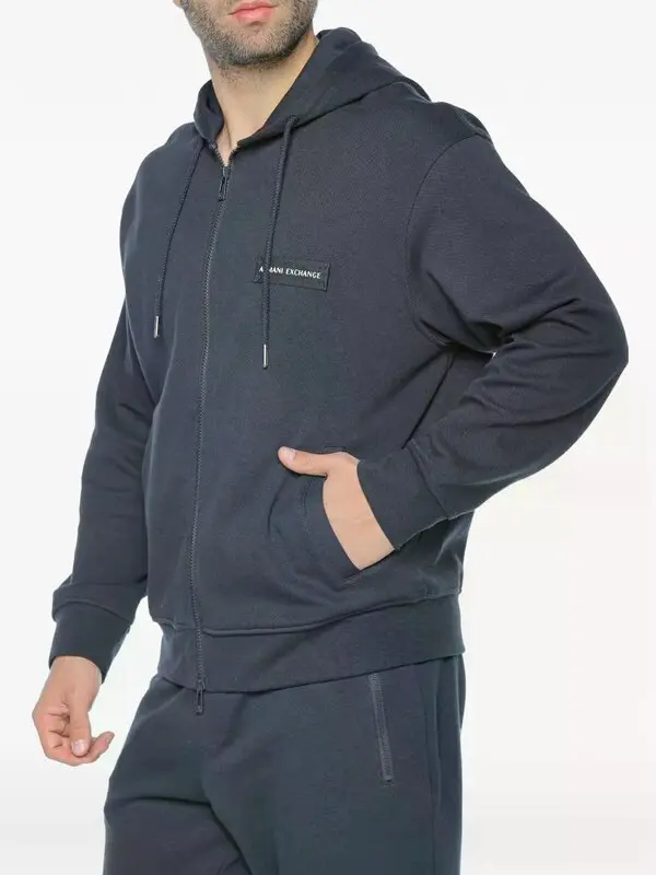 Armani Exchange Diagonal-weave Zip-up Hoodie - Black