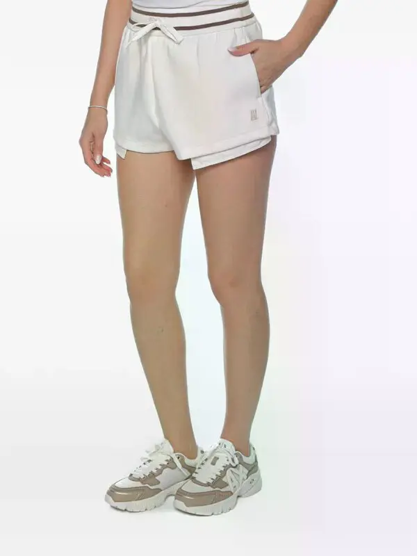 Armani Exchange Layered Effect Drawstring Mini Shorts - White