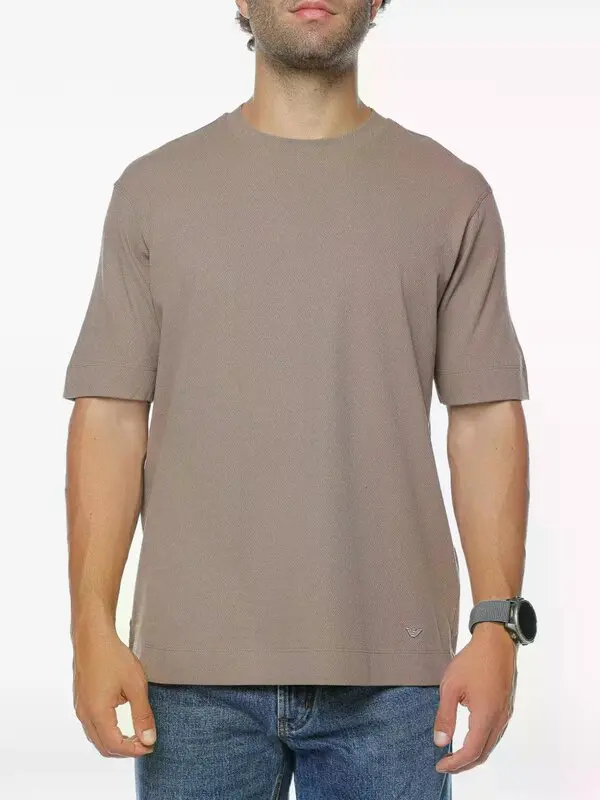 Emporio Armani Textured Logo-detail T-shirt - Brown