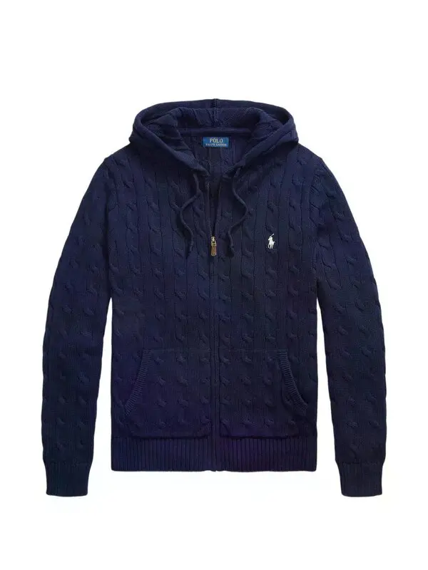 Polo Ralph Lauren Cable Knit Zip-up Hooded Cardigan - Blue