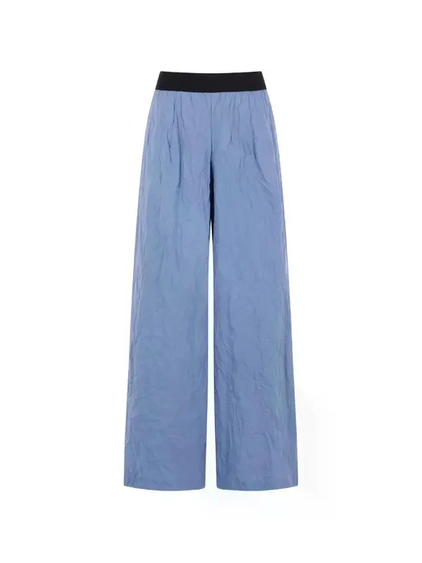 MARIA CALDERARA Crinkled-finish Wide-leg Trousers - Blue