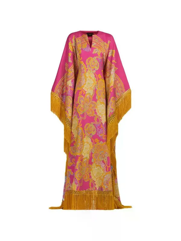 TALLER MARMO Pahlavi Kaftan Fringed Dress - Pink