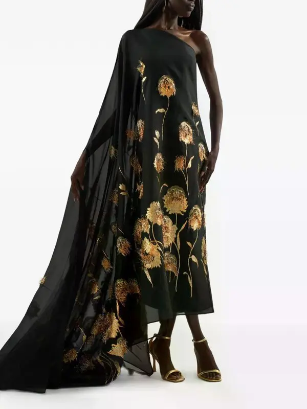 TALLER MARMO One-shoulder Metallic Embellished Dress - Black