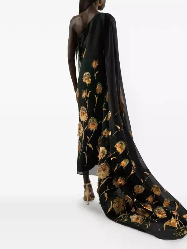 TALLER MARMO One-shoulder Metallic Embellished Dress