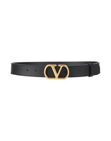 Valentino Garavani Leather Logo Belt - Black