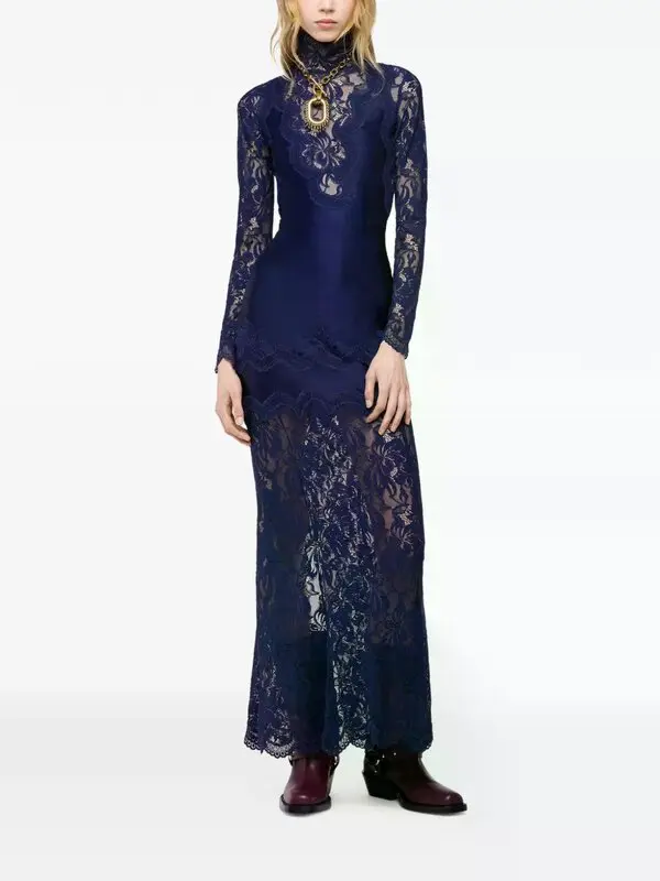 Rabanne Long-sleeved Lace Maxi Dress - Blue