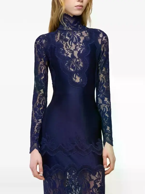 Rabanne Long-sleeved Lace Maxi Dress - Blue