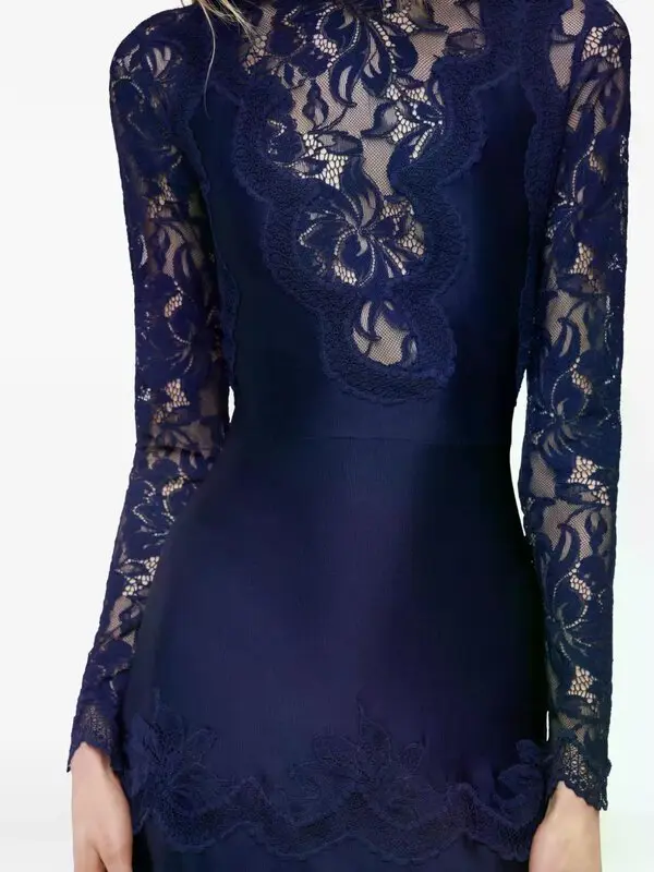 Rabanne Long-sleeved Lace Maxi Dress - Blue