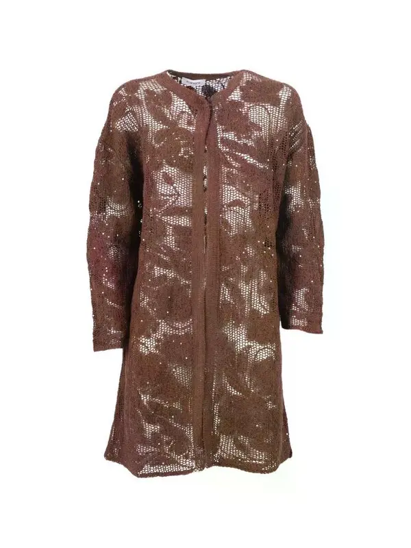 KANGRA Sequin Embellished Floral Embroidery Coat