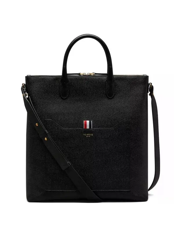 Thom Browne Pebble-grain Leather Tote Bag - Black