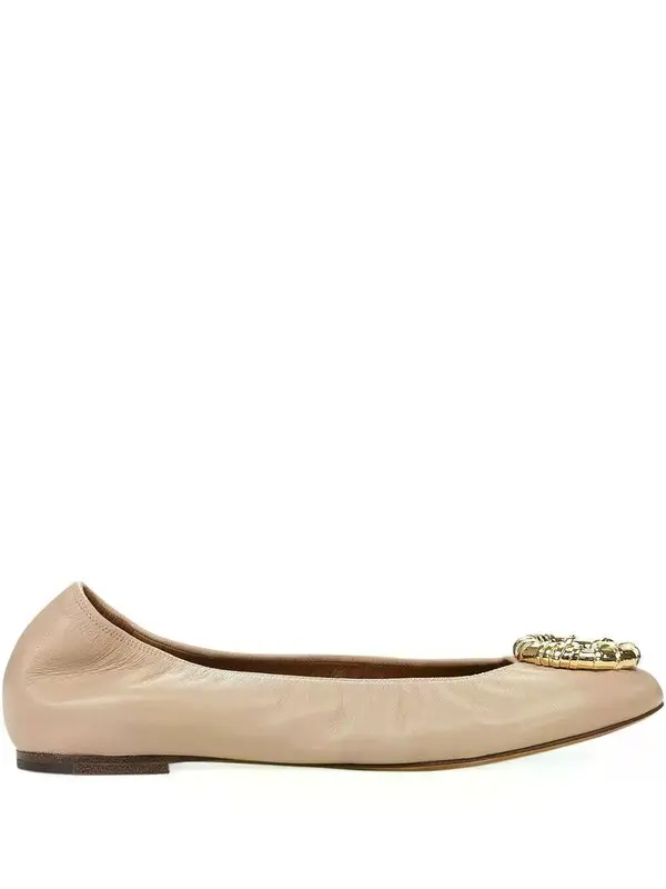 LANVIN Leather Ring-detail Ballet Flats