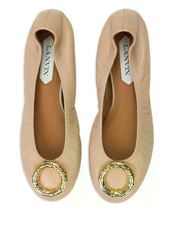LANVIN Leather Ring-detail Ballet Flats