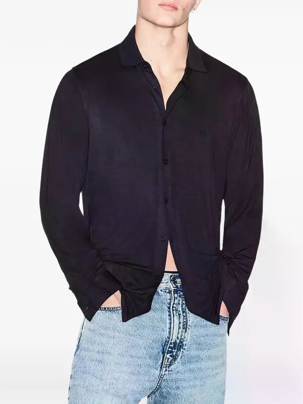 Armani Exchange Logo-embroidered Long-sleeve Shirt