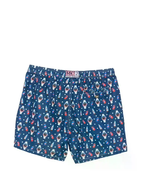 MC2 SAINT BARTH Graphic Print Drawstring Swim Shorts - Blue
