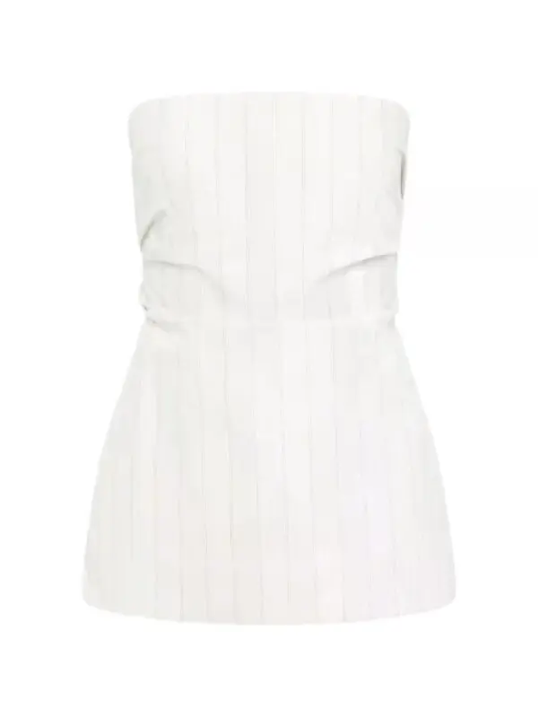 ST. AGNI Strapless Pinstriped Top