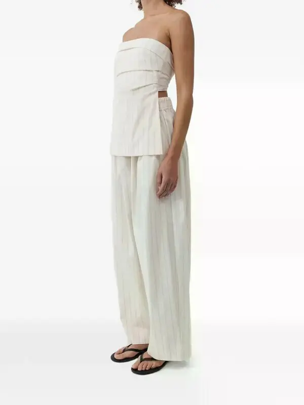 ST. AGNI Strapless Pinstriped Top