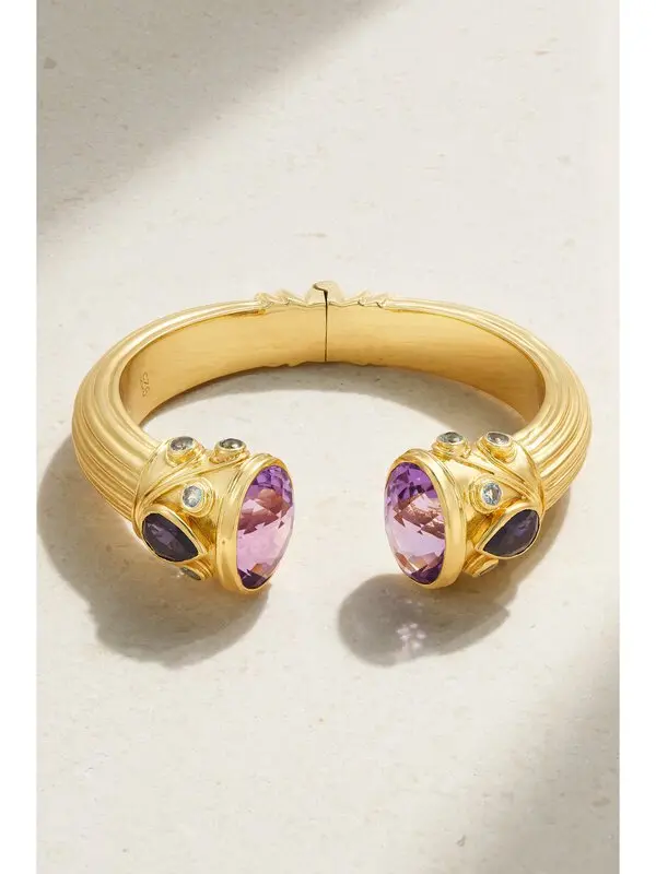 AMRAPALI LONDON Plated Multi-stone Cuff - Gold